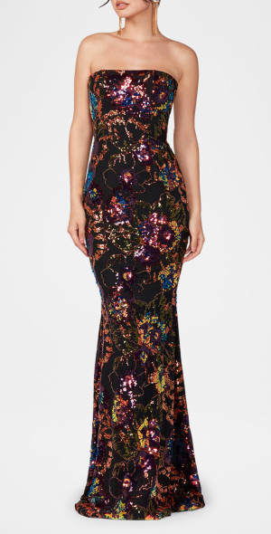 HELSI - Helen Strapless Floral Sequined Gown