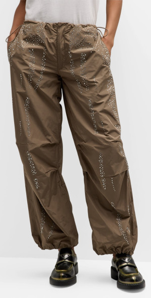IN THE MOOD FOR LOVE - Poppy Rhinestone Wide-Leg Parachute Pants