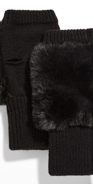 Jocelyn - Fingerless Faux-Fur Knit Mittens