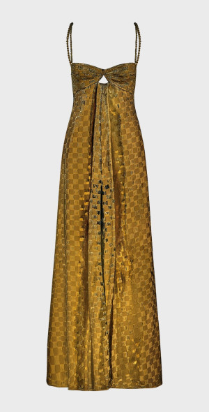 Johanna Ortiz - Admirable Masterpiece Metallic Checker Maxi Dress