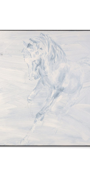John-Richard Collection - "Alabaster Stallion" Painting by Teng Fei