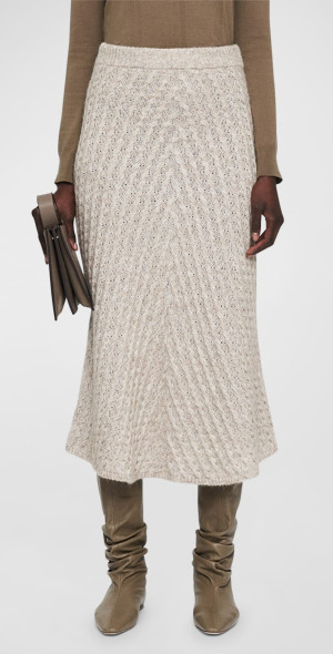 Joseph - Straight Cable-Knit Midi Skirt