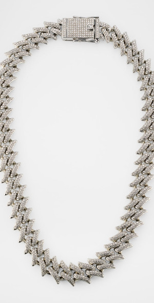 Kenneth Jay Lane - Crystal Herringbone Link Chain Necklace