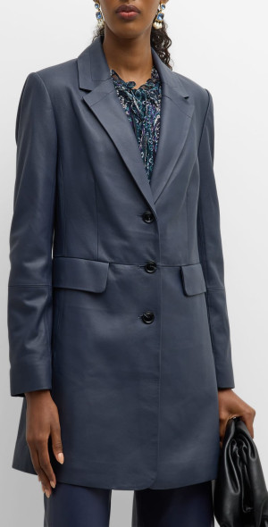 Kobi Halperin - Jennifer Single-Breasted Leather Coat