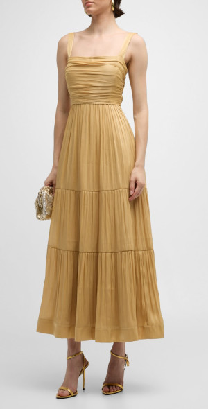 Kobi Halperin - Maisie Tiered Metallic Shimmer Maxi Dress