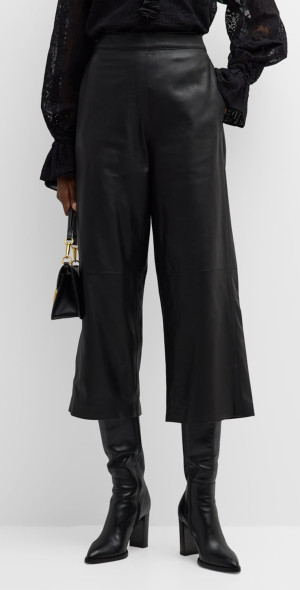 Kobi Halperin - Singer Cropped Straight-Leg Leather Pants