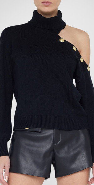 L'Agence - Brixie Cut-Out One-Shoulder Turtleneck Sweater