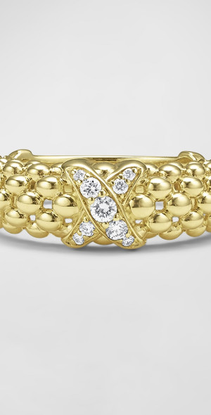 LAGOS - 18K Gold Embrace Diamond Pave X Band Ring