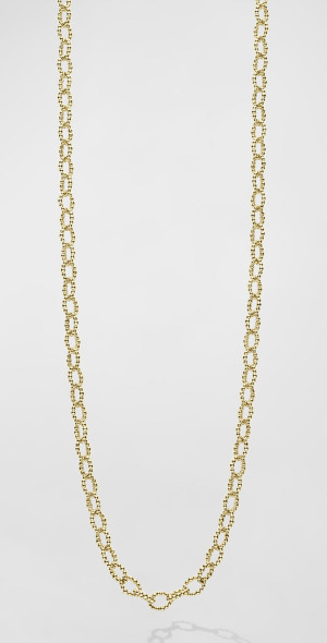 LAGOS - 18K Signature Caviar 4x3mm Oval Link Chain Necklace, 18"L