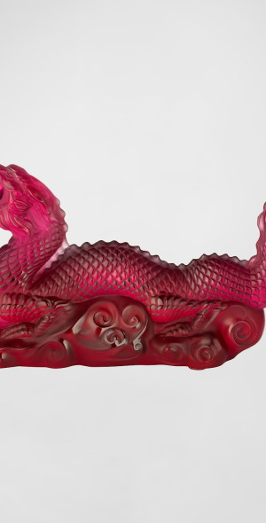 Lalique - Dragon Tianlong Sculpture, Red
