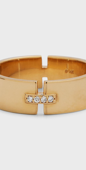 LANA - 14K Flawless Tag Link Vanity Ring with Diamonds