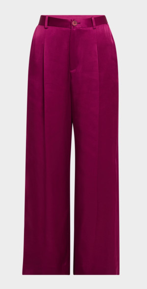 LAPOINTE - Satin Relaxed-Leg Pleated Pants