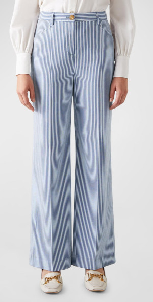 LK Bennett - Gene Striped High-Rise Wide-Leg Trousers