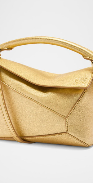 Loewe - Puzzle Edge Mini Top-Handle Bag in Metallic Leather