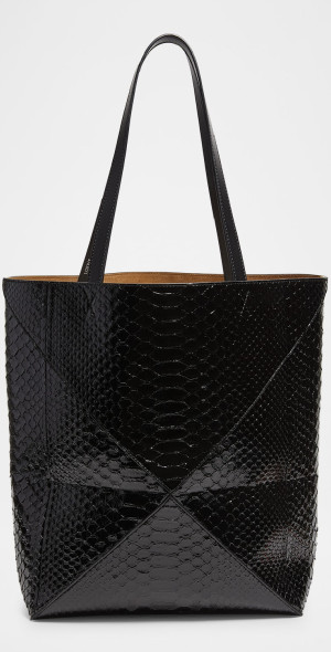 Loewe - Puzzle Fold Large Patent Python-Embossed Tote Bag