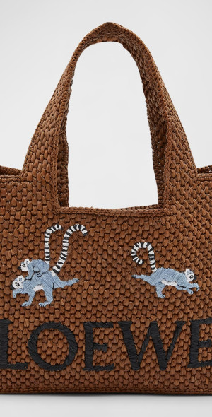 Loewe - Small Lemurs Raffia Tote Bag