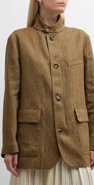 Loro Piana - Giubb Iconic Roadster Chevron Linen Car Coat