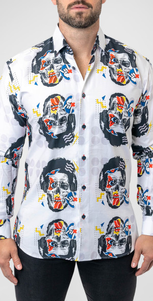 Maceoo - Men's Fibonacci Skull Puppet Dress Shirt