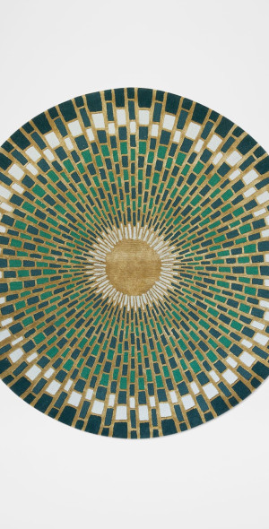 MacKenzie-Childs - Emerald Sunburst Rug, 6' Round