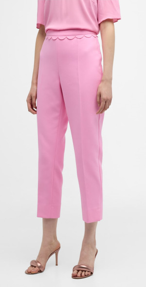 Maison Common - High-Rise Scalloped Waist Detail Slim-Leg Ankle Cotton ...