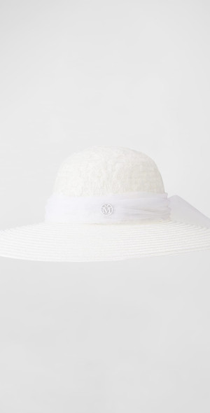 Maison Michel - Large-Brim Blanche Bridal Hat