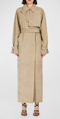 Max Mara - Quinto Suede Belted Trench Coat