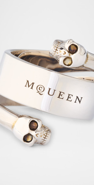 McQueen - Men's Twin Skull Logo Ring