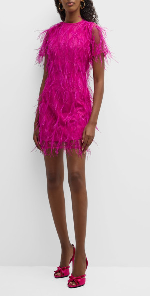Milly - Rana Embroidered Feather Bodycon Mini Dress