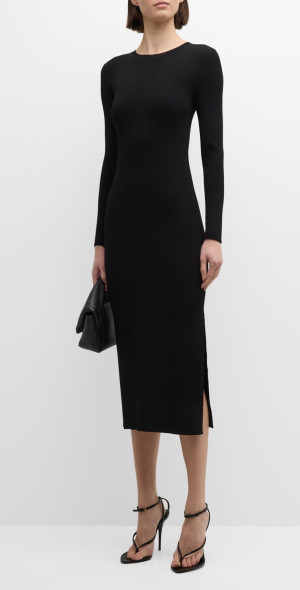 Milly - Ribbed Butterfly Lace-Back Bodycon Midi Dress