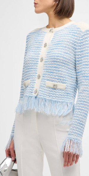 Milly - Textured Fringe-Trim Jacket