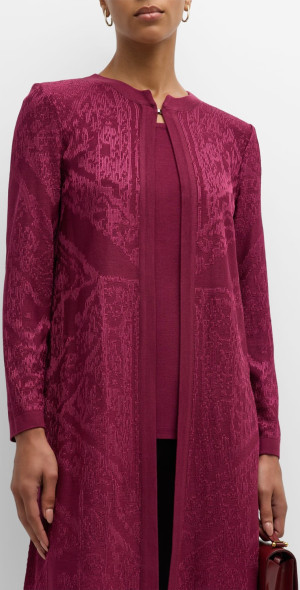 Misook - Jewel-Neck Burnout Knit Jacket