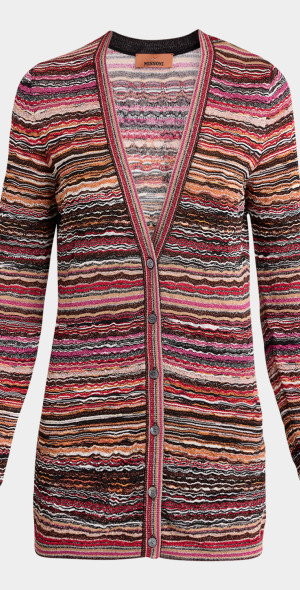 Missoni - Metallic Striped V-Neck Cardigan
