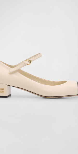 Miu Miu - Bicolor Leather Mary Jane Ballerina Pumps