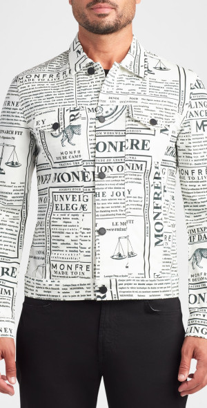 monfrere - Men's Dean Logo Newspaper-Print Jacket