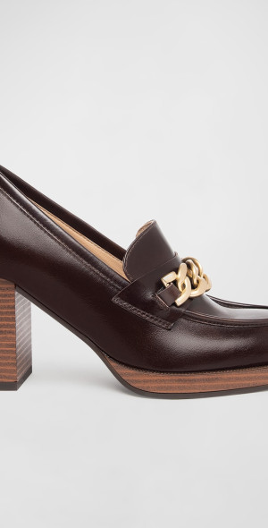 NeroGiardini - Leather Chain Heeled Loafers