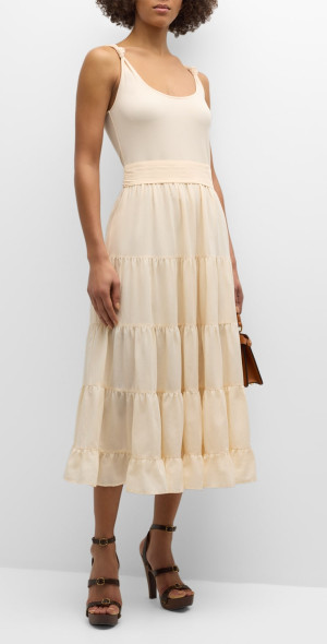 PAIGE - Samosa Tiered A-Line Midi Dress