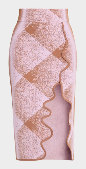 PH5 - Holly Plaid Wavy Slit Midi Skirt