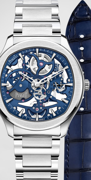 PIAGET - Polo 42mm Stainless Steel Blue Skeleton Watch