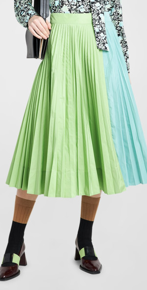 Plan C - Pleated Colorblock Midi Skirt