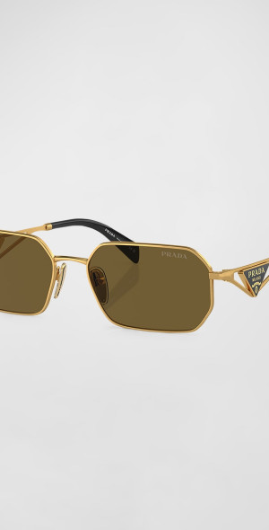 Prada - Men's Triangle Logo Metal Rectangle Sunglasses