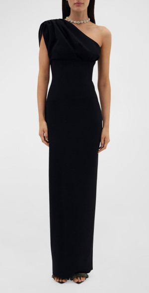 Rachel Gilbert - Winnie Gathered One-Shoulder Column Gown