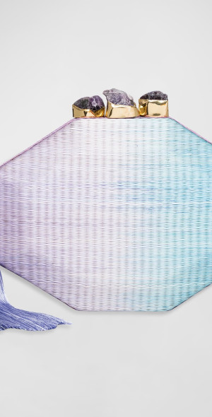 Rafe - Sofia Two-Tone Straw Clutch Bag