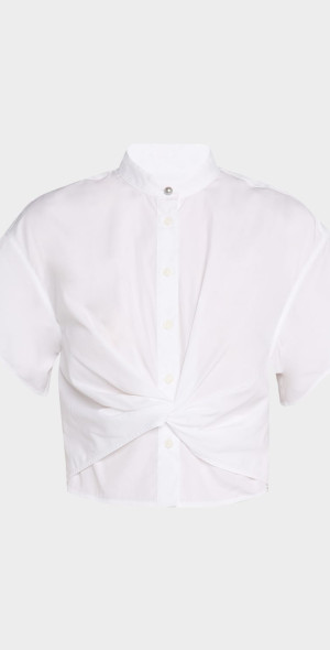 Rag & Bone - Gretchen Poplin Twist-Front Shirt