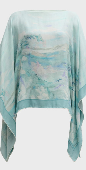 Rani Arabella - Eden Cashmere-Blend Printed Poncho