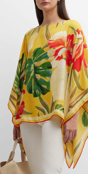 Rani Arabella - Tropical Cashmere-Blend Poncho