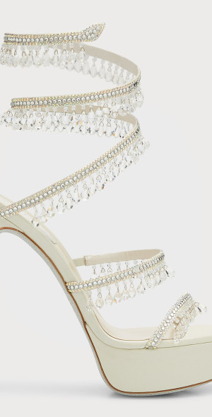 Rene Caovilla - Chandelier Beaded Snake-Wrap Platform Sandals