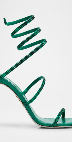 Rene Caovilla - Cleo Satin Crystal Snake Wrap Sandals