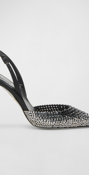 Rene Caovilla - Crystal Satin Slingback Pumps