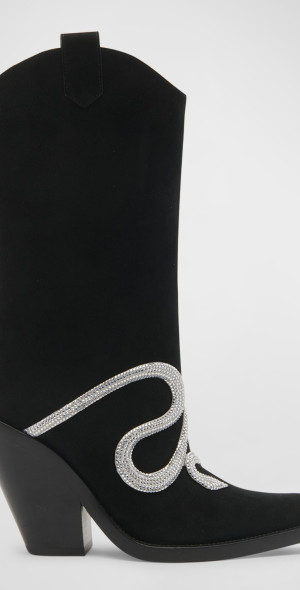 Rene Caovilla - Suede Snake Strass Western Boots