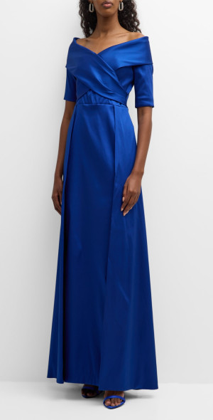 Rickie Freeman for Teri Jon - Off-Shoulder Portrait Gazar Gown